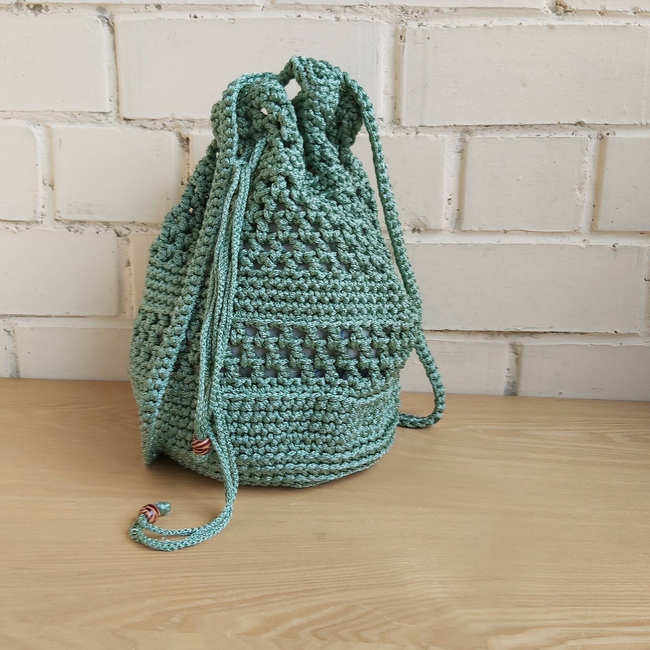 Handcrafted Crochet Sturdy Net Bag Light Green Shoulder Bag - Etsy