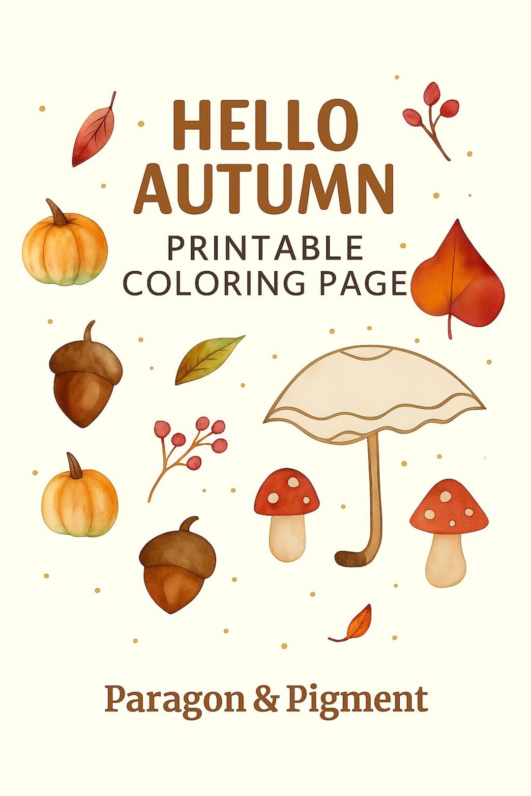 Hello Autumn Coloring Page | Fall Printable for Kids (PDF) - Etsy