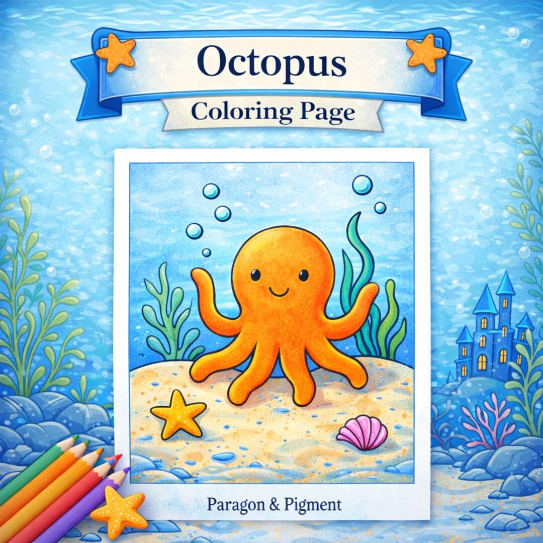 Octopus Coloring Page: Ocean Animal Activity for Kids (PDF) - Etsy Canada