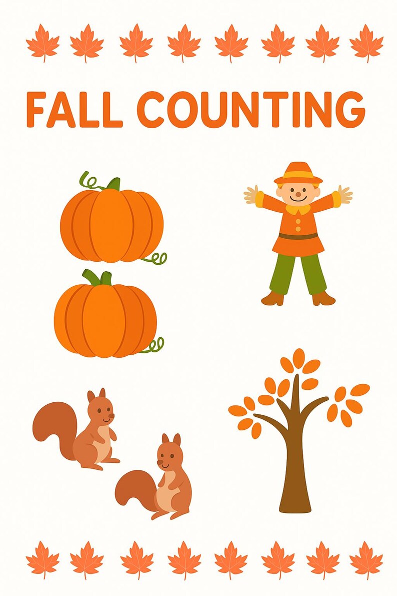 Fall Counting Worksheet | Preschool Math (numbers 1–10) (instant ...