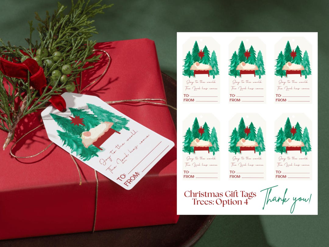 Christmas Gift Tag - Manger in Trees - Etsy