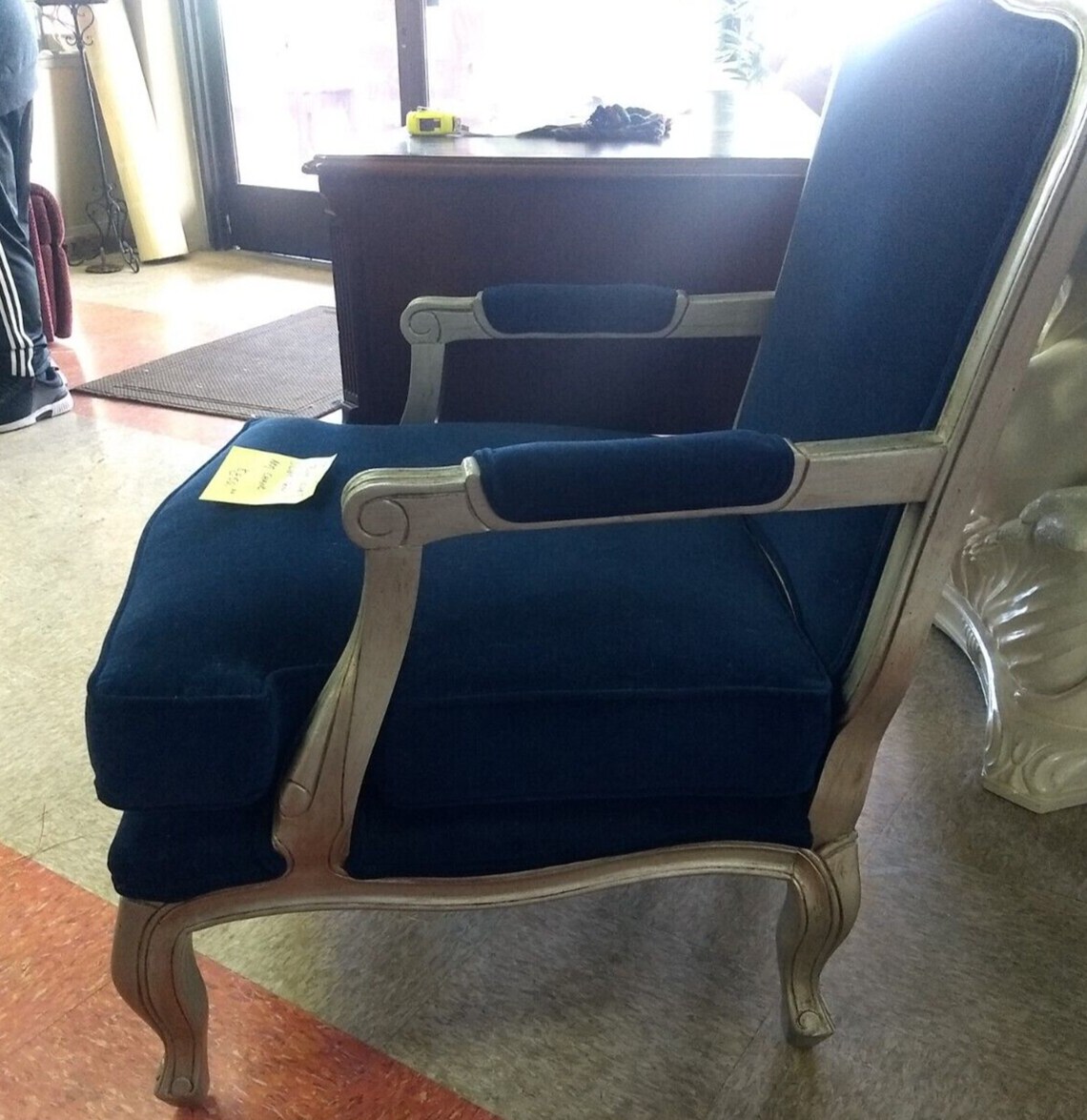 Massoud Blue Velvet Silver Frame Arm Chair - Etsy