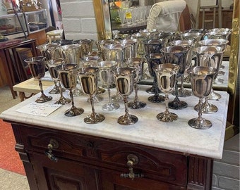 5 Silver Plate Goblets Wine Vintage Leonard ROGERS ITALY - Etsy