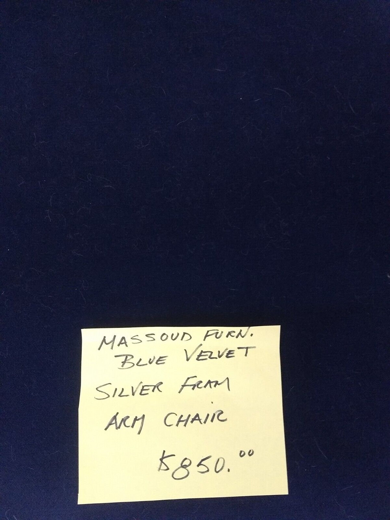Massoud Blue Velvet Silver Frame Arm Chair - Etsy