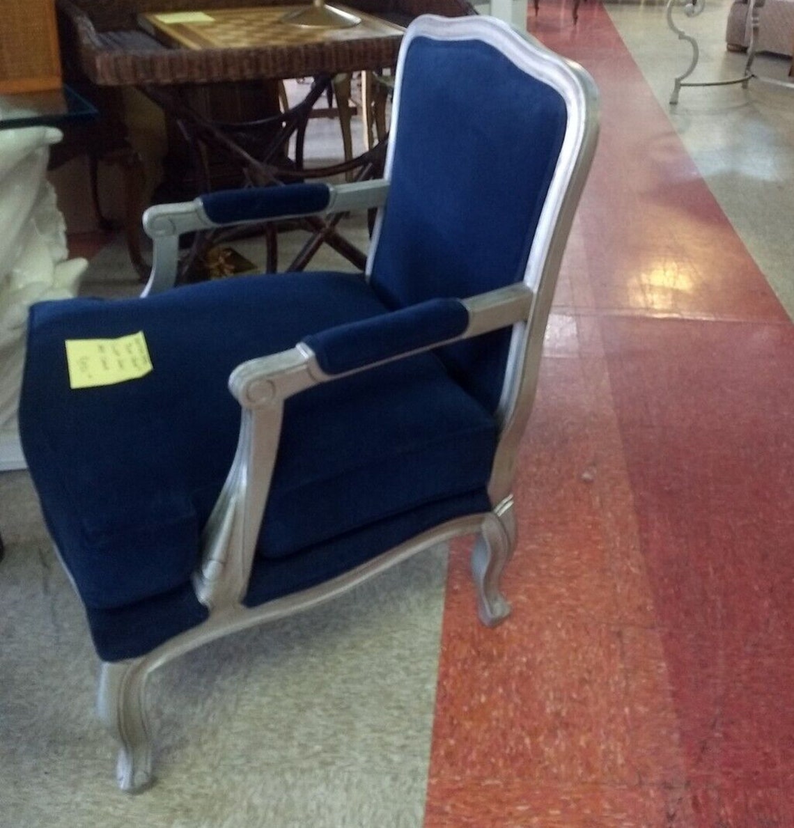 Massoud Blue Velvet Silver Frame Arm Chair - Etsy