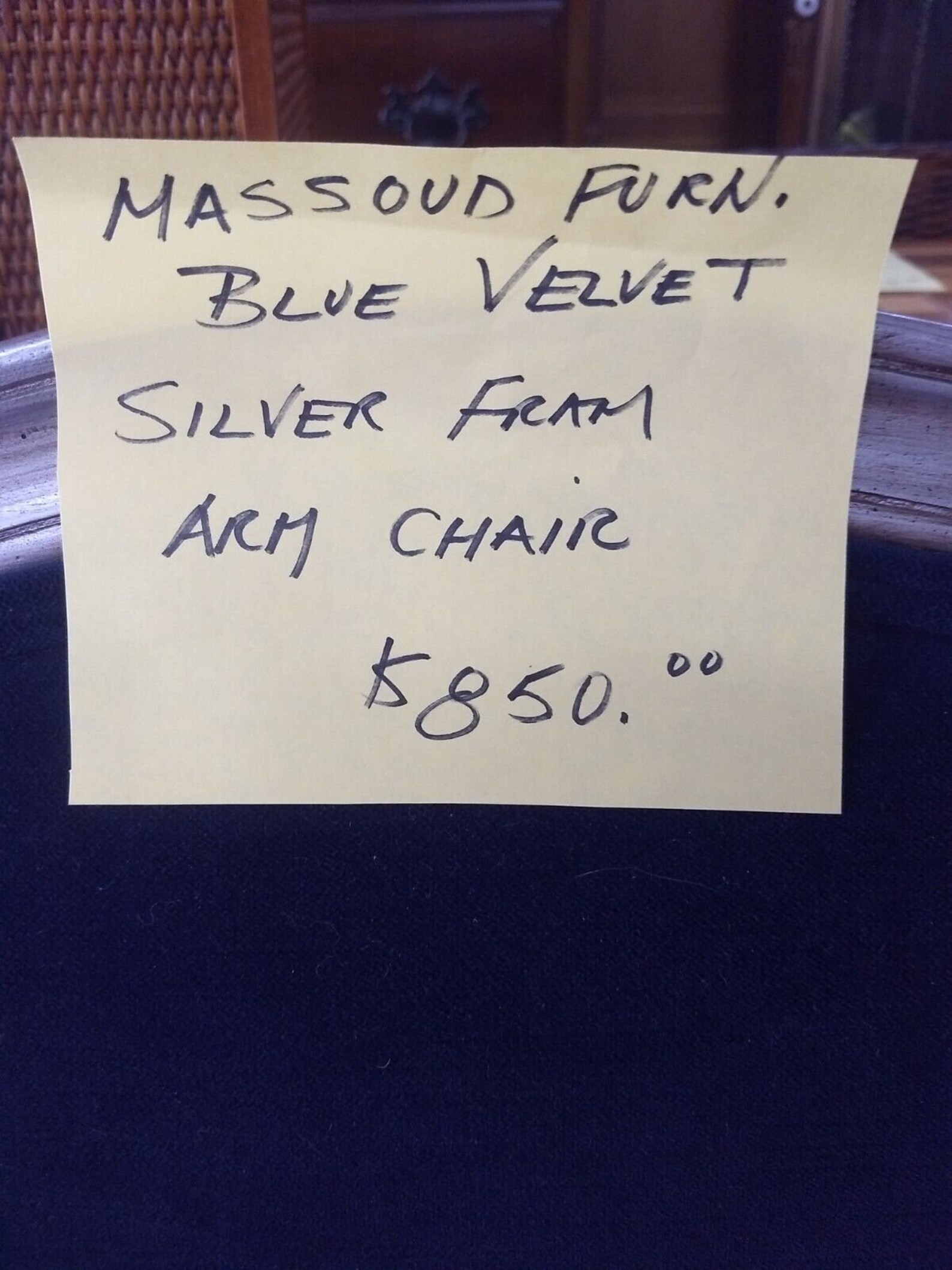 Massoud Blue Velvet Silver Frame Arm Chair - Etsy