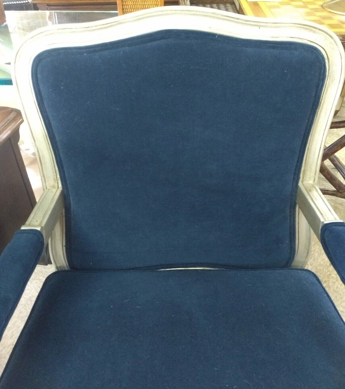 Massoud Blue Velvet Silver Frame Arm Chair - Etsy