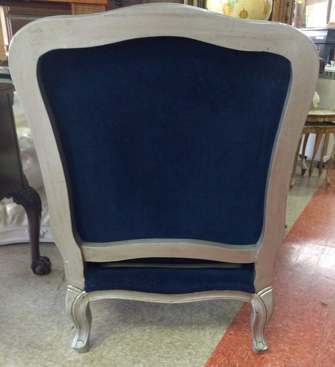 Massoud Blue Velvet Silver Frame Arm Chair - Etsy