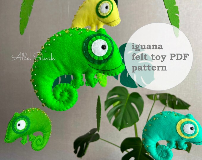 Chameleon Felt Toy Sewing Pattern, Easy PDF Pattern, Felt Animal ...