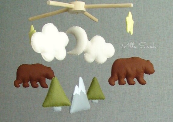 Baby Mobile Bear Mobile Baby Boy Mobile Woodland Nursery - Etsy