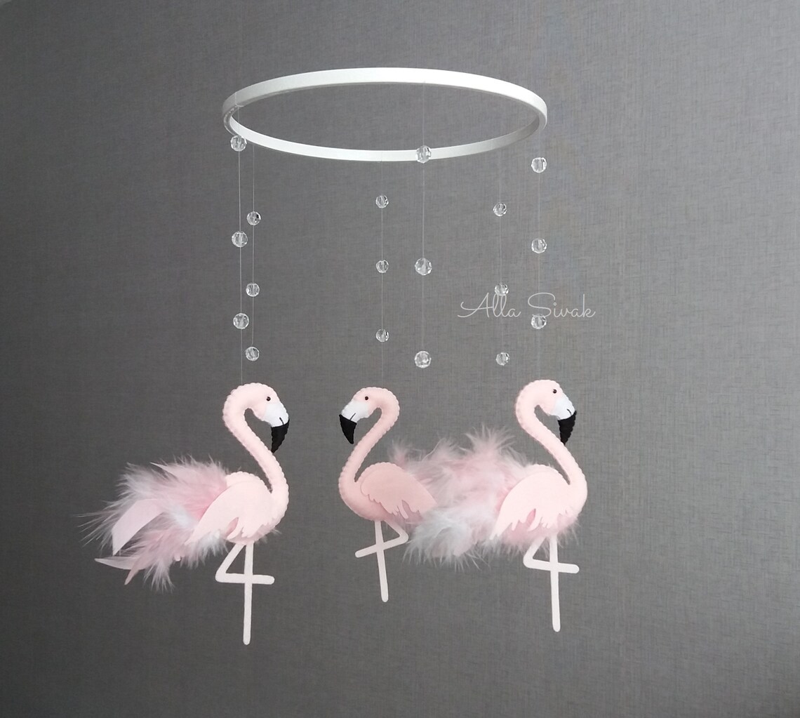 Flamingo mobile Baby mobile girl Pink flamingo nursery | Etsy