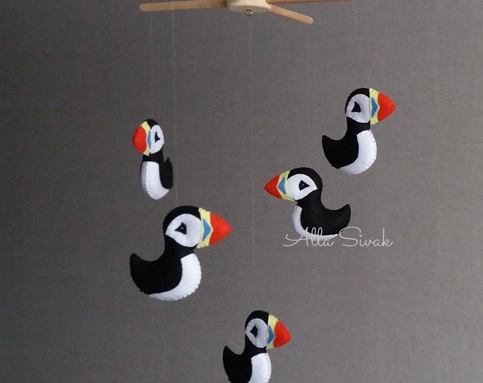 Puffin Mobile With Boats, Nautical Decor, Boats Mobile, Puffin Mobile ...