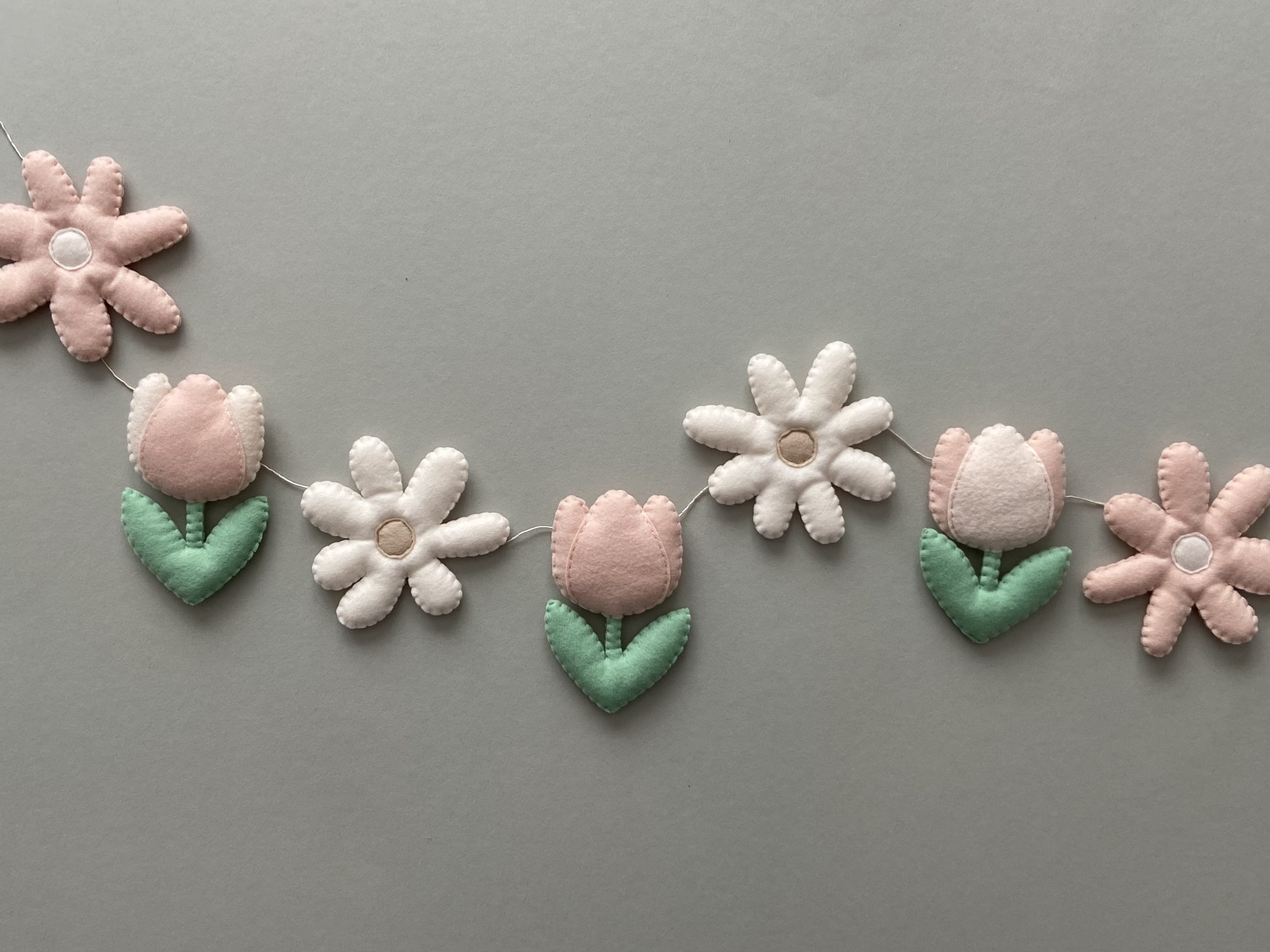 Flower Garland, Flower Nursery, Tulips Garland, Spring Felt Garland ...