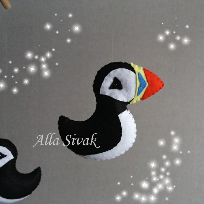 Black and White Mobile Puffin Baby Mobile Monochrome Nursery Nordic ...