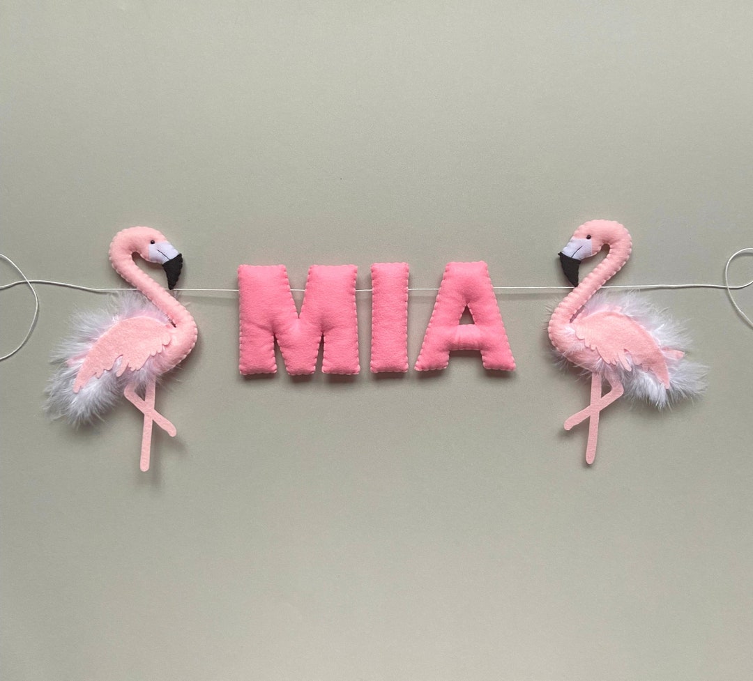 Flamingo Name Banner Felt Name Bunting Flamingo Nursery - Etsy