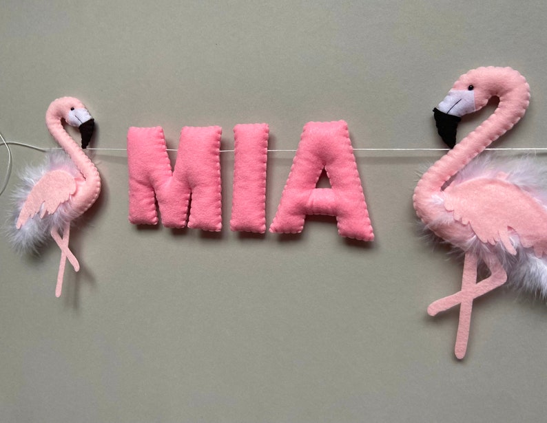 Flamingo Name Banner Felt Name Bunting Flamingo Nursery - Etsy