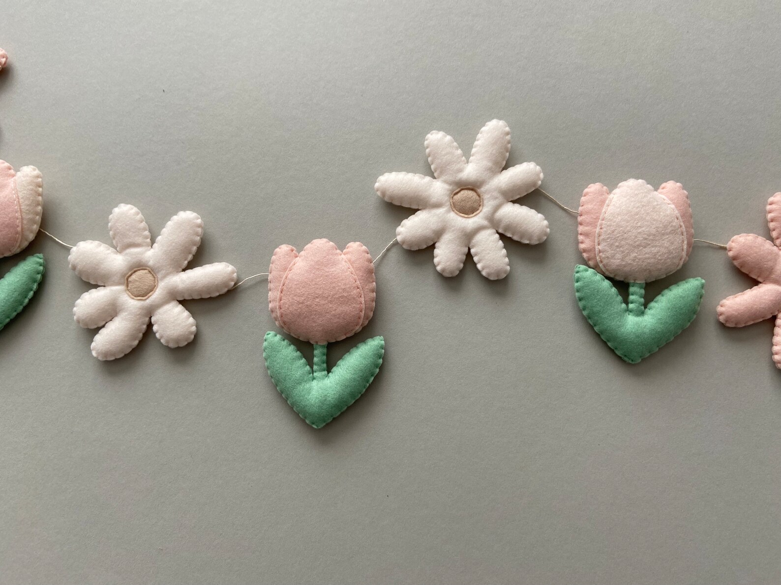 Flower Garland, Flower Nursery, Tulips Garland, Spring Felt Garland ...