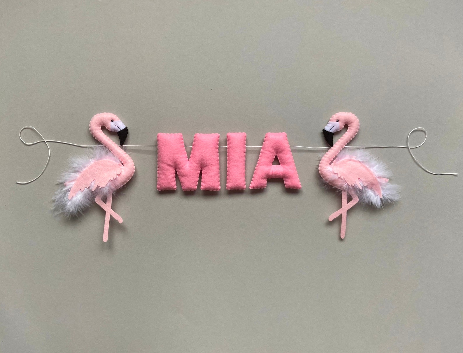 Flamingo Name Banner Felt Name Bunting Flamingo Nursery - Etsy
