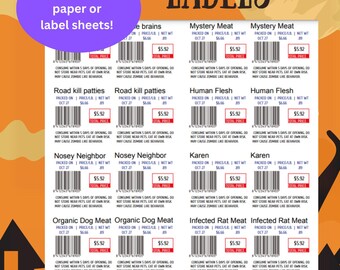 Halloween Haunted Food Labels for Party, Fun and Pranks, Mystery Meat ...