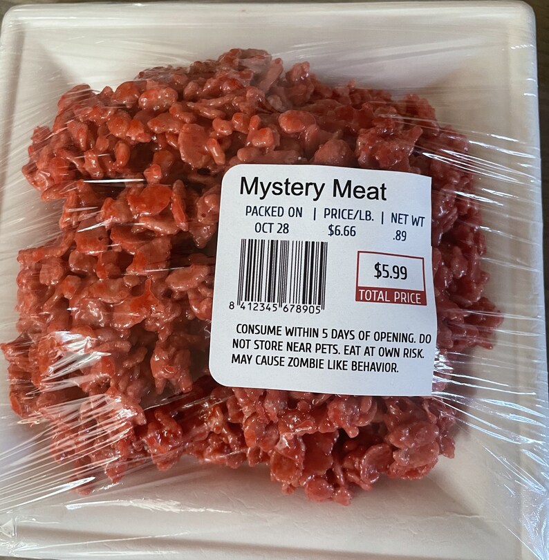 Assorted Halloween Haunted Food Labels for Party, Fun and Pranks, Mystery Meat, Rice Crispy ...