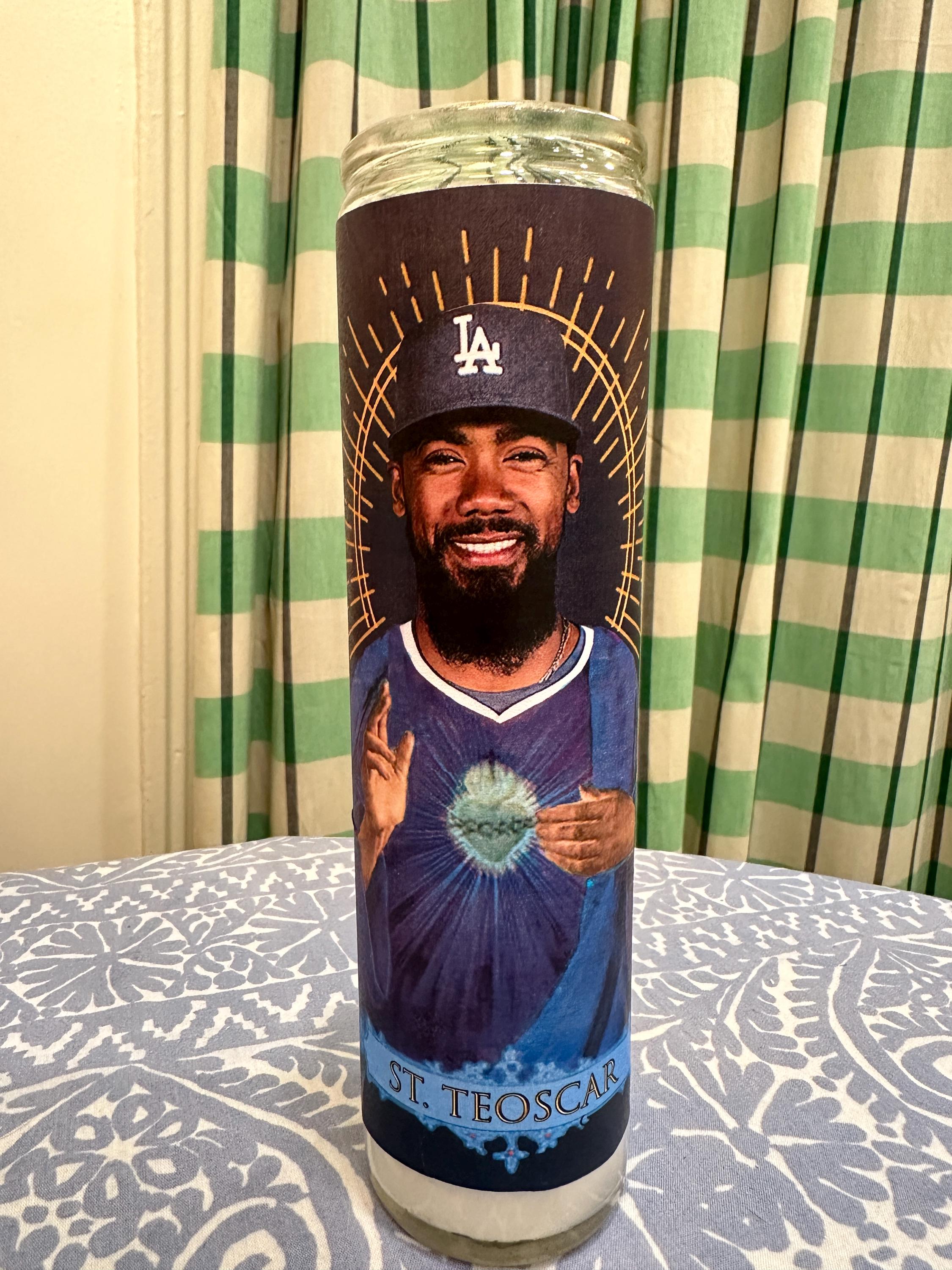 Teoscar Hernández Dodgers Glass Prayer Candle - Etsy
