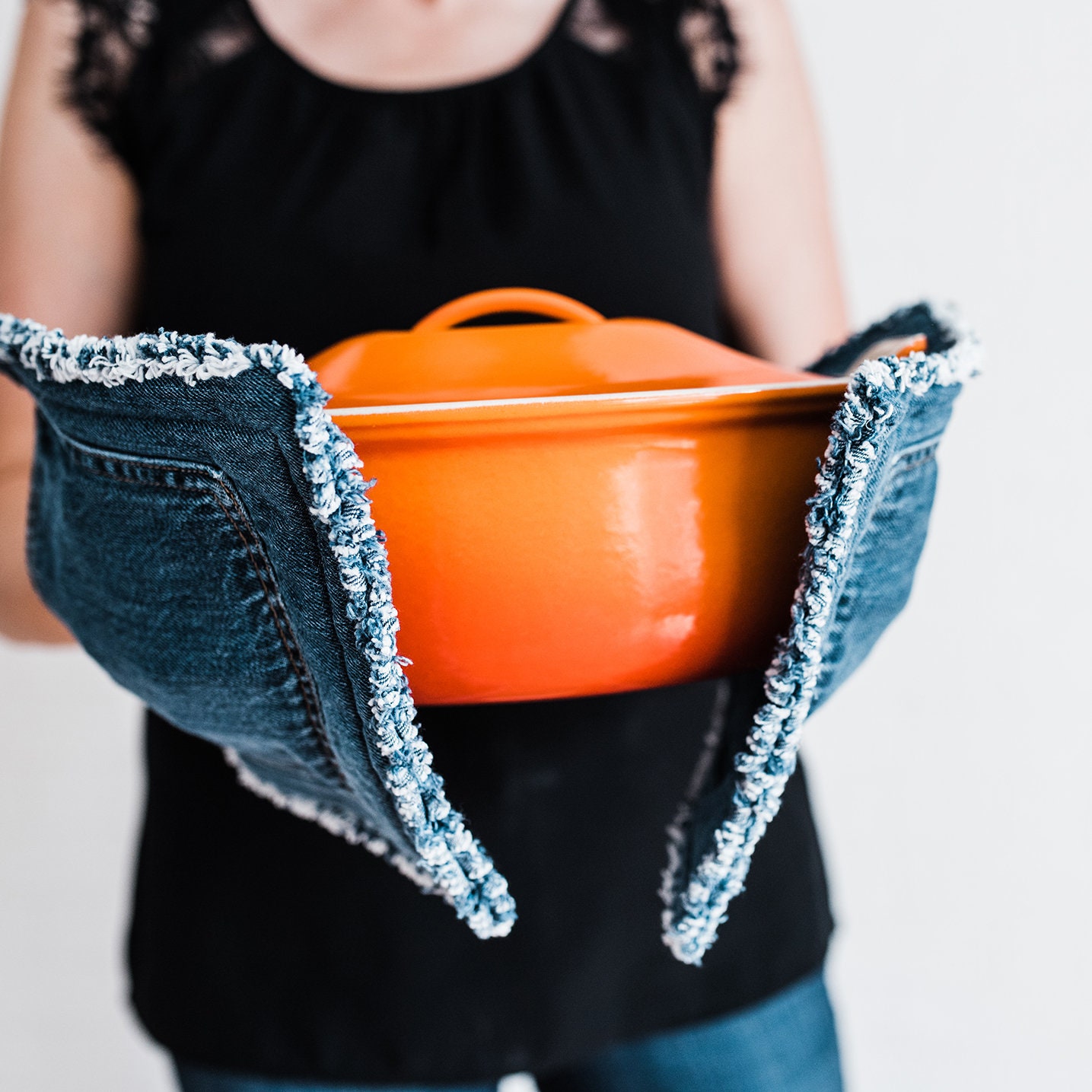 Pot Holders (pair) // Recycled Denim Pockets // Oven Mitts // Trivet - Etsy