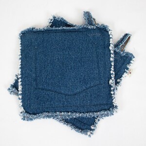 Pot Holders pair // Recycled Denim Pockets // Oven Mitts // Trivet - Etsy