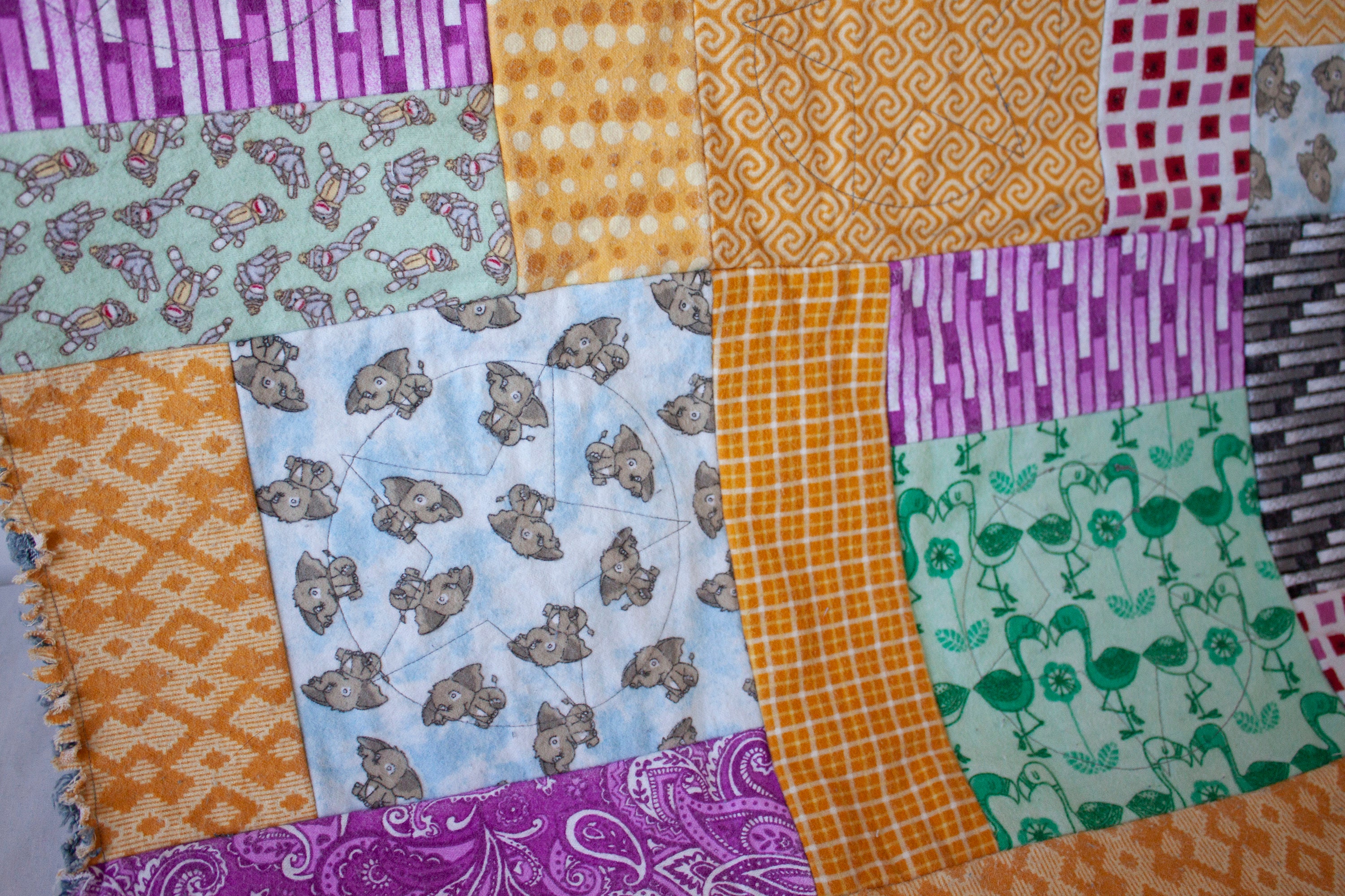 Bedding Vintage Style Rainbow // Rag Quilt // Recycled Denim ...