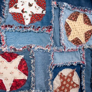 Rustic Red // Denim Rag Lap Quilt // Cozy Rustic Blanket // 50”x60 ...