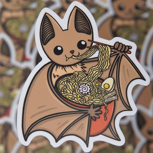 Grumpy Bat Vinyl Sticker - Etsy