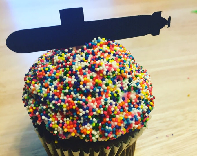 Submarine Cupcake Toppers, Sub Cupcake Toppers, Navy Cupcakes ...