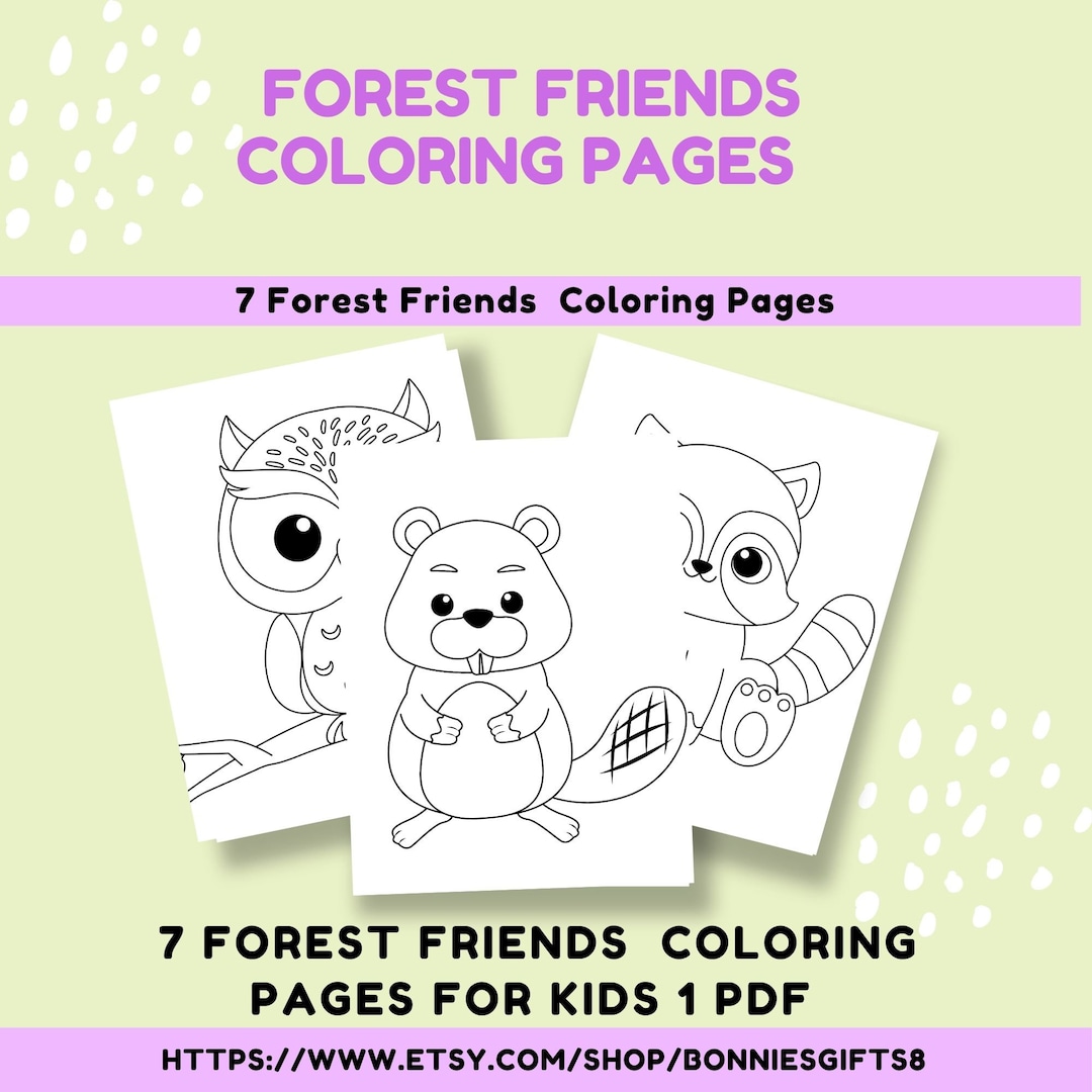 Printable 7 Cute Forest Friends Coloring Pages. Digital Download for ...