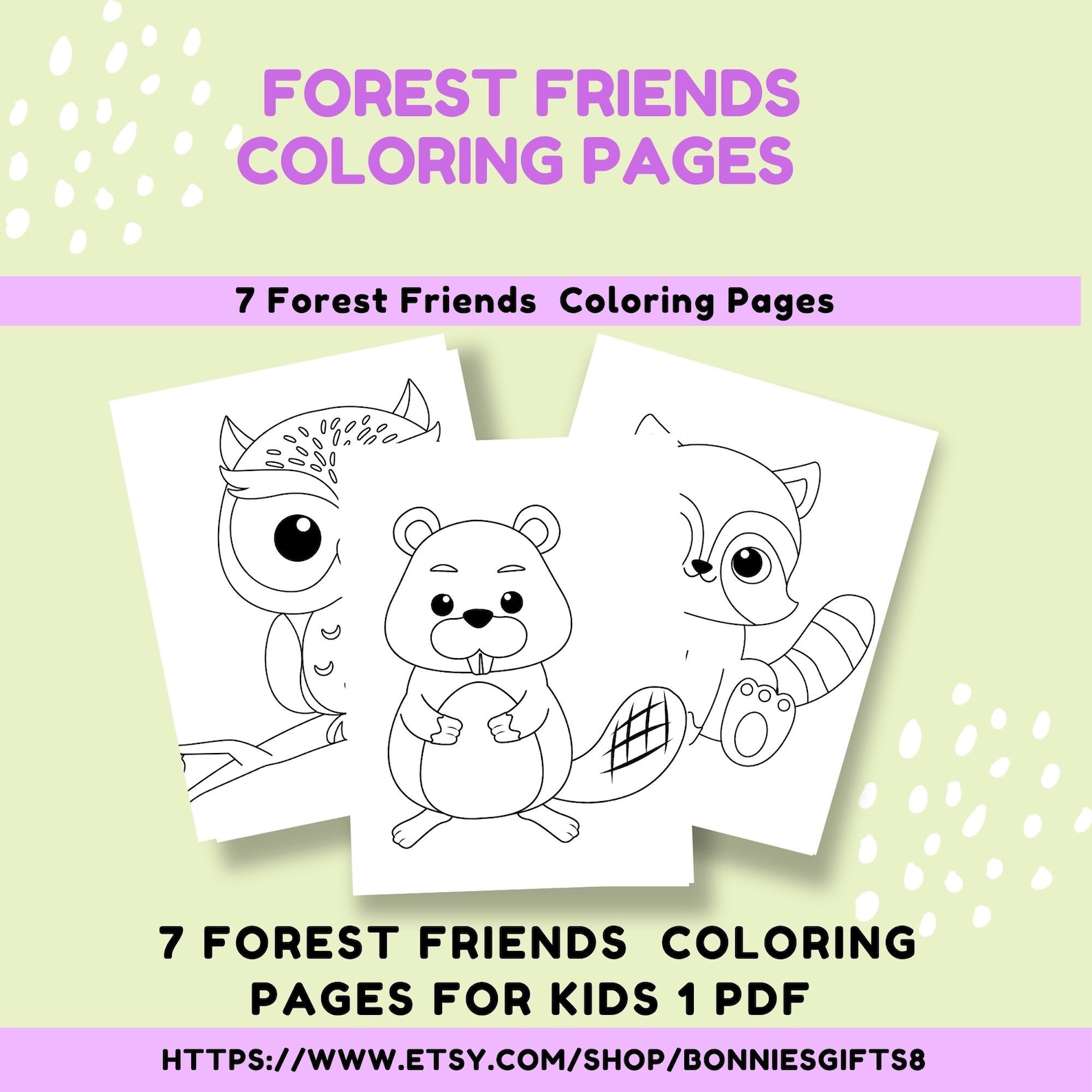 Printable 7 Cute Forest Friends Coloring Pages. Digital Download for ...