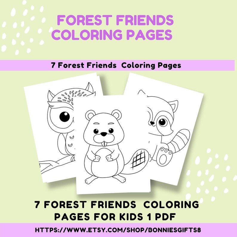 Printable 7 Cute Forest Friends Coloring Pages. Digital Download for ...