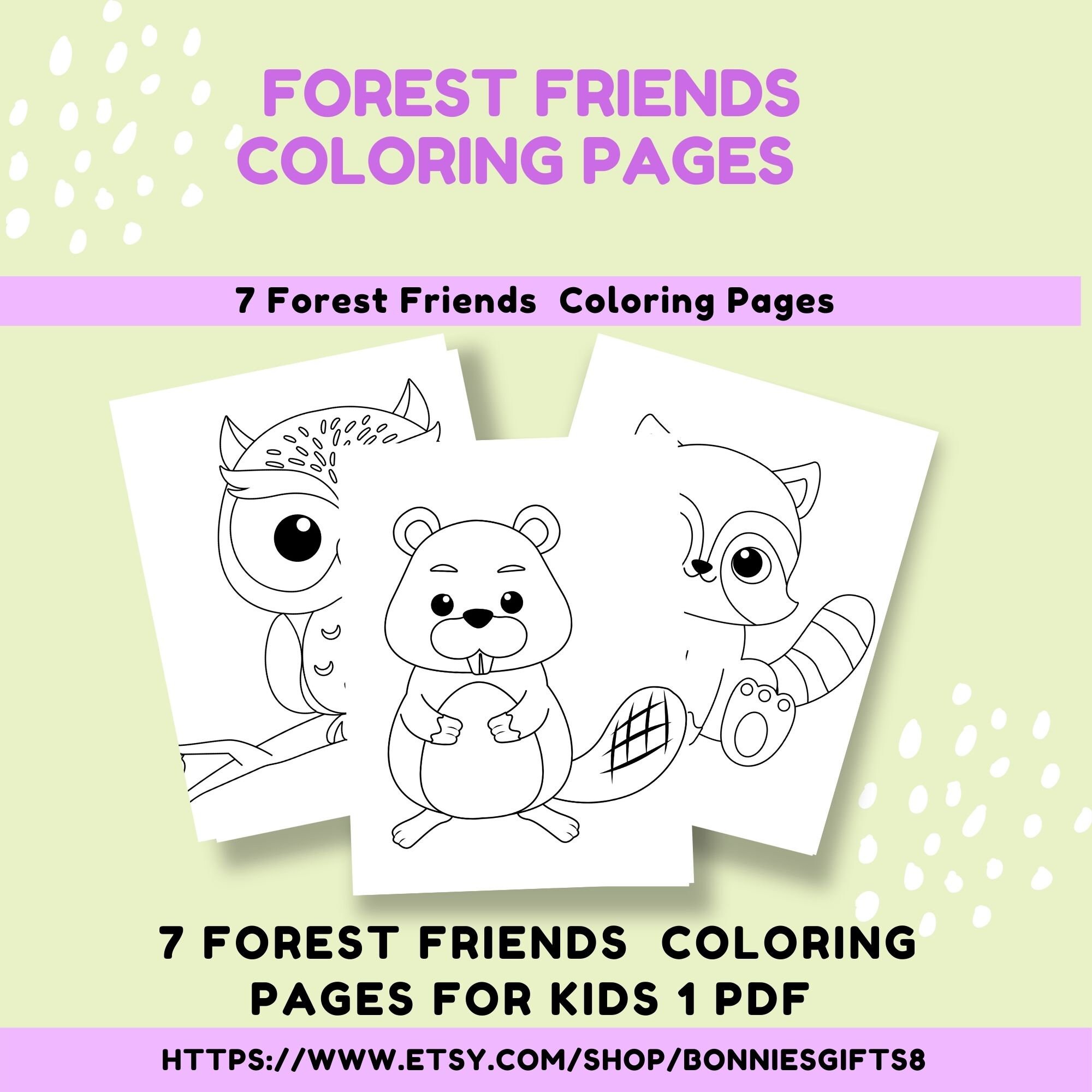 Printable 7 Cute Forest Friends Coloring Pages. Digital Download for ...