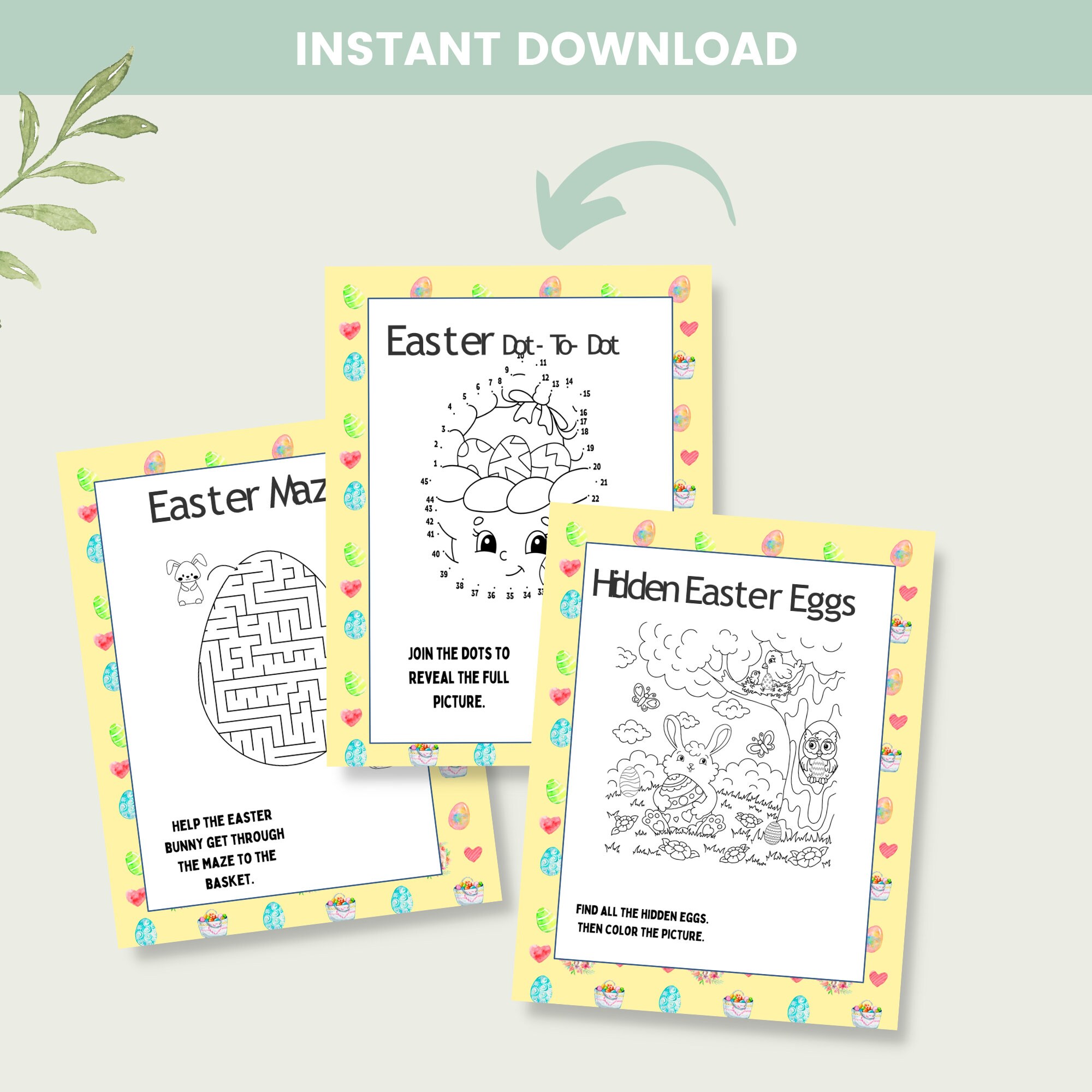 12 EASTER Mazes Dot to Dot ,coloring Page, Ect for Kids - Etsy