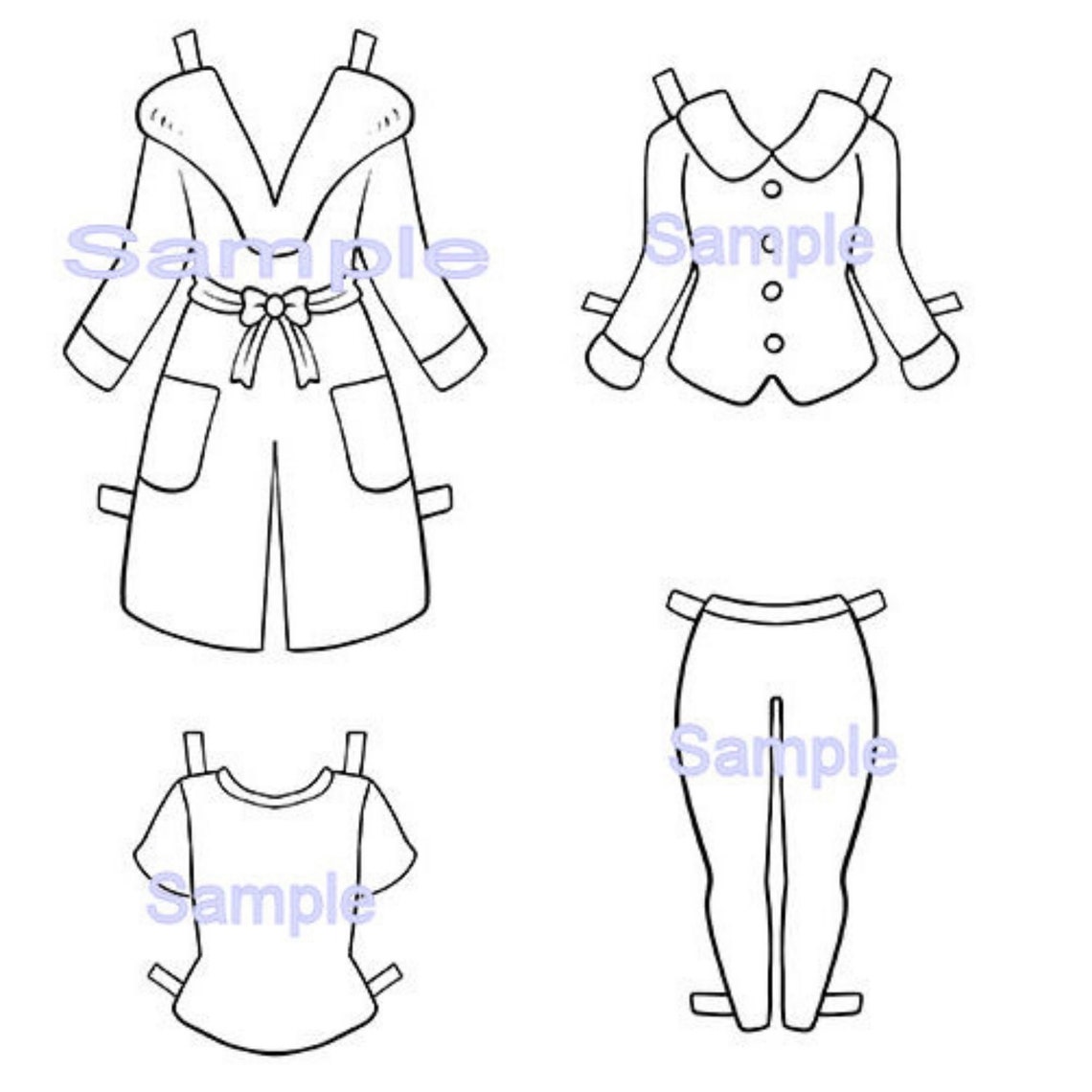 Printable Paper Doll With Cloths. Color Your Own Paper Doll Digital ...