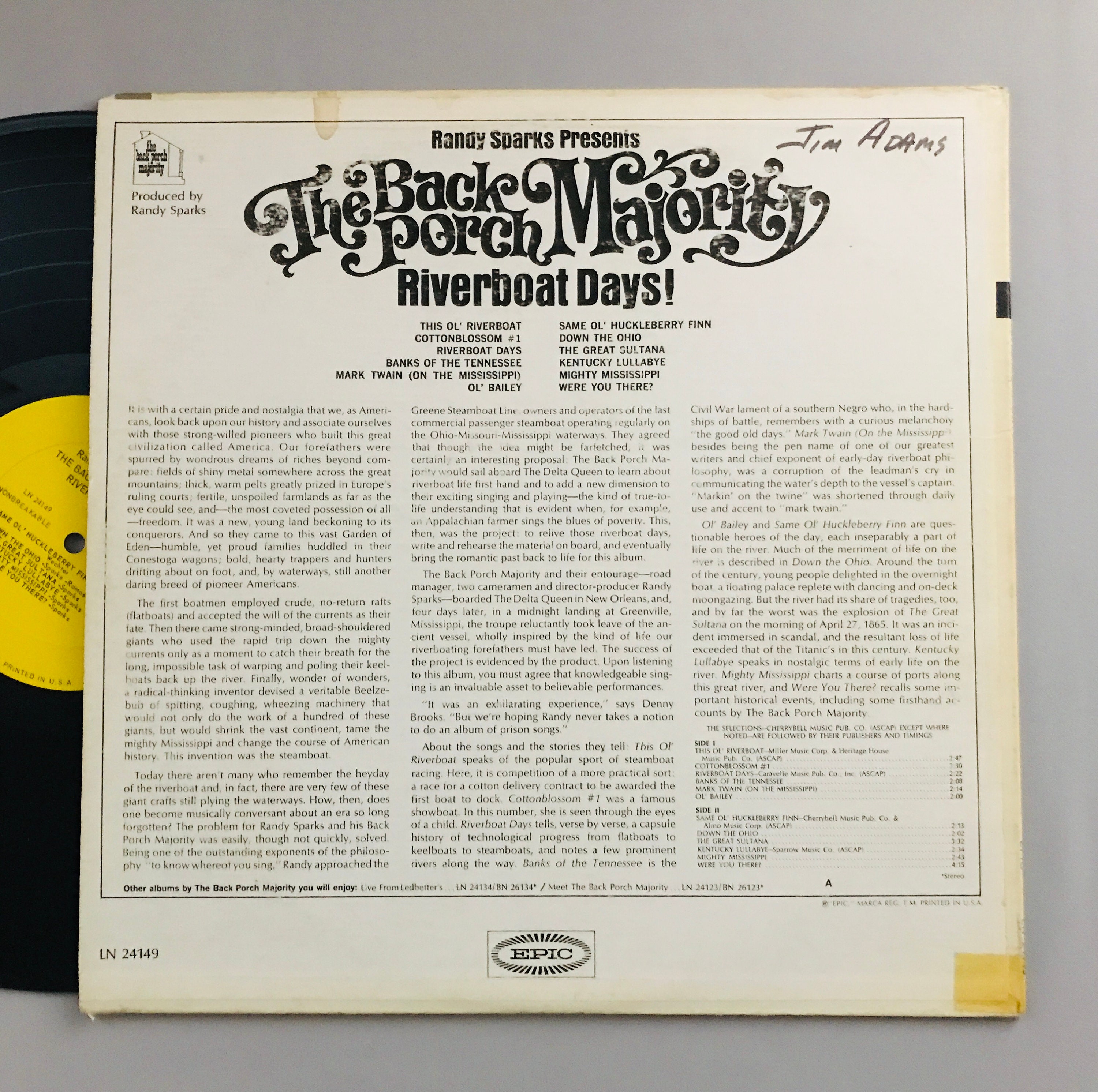 Randy Sparks Back Porch Majority, Riverboat Days 1964 Vintage LP Record ...