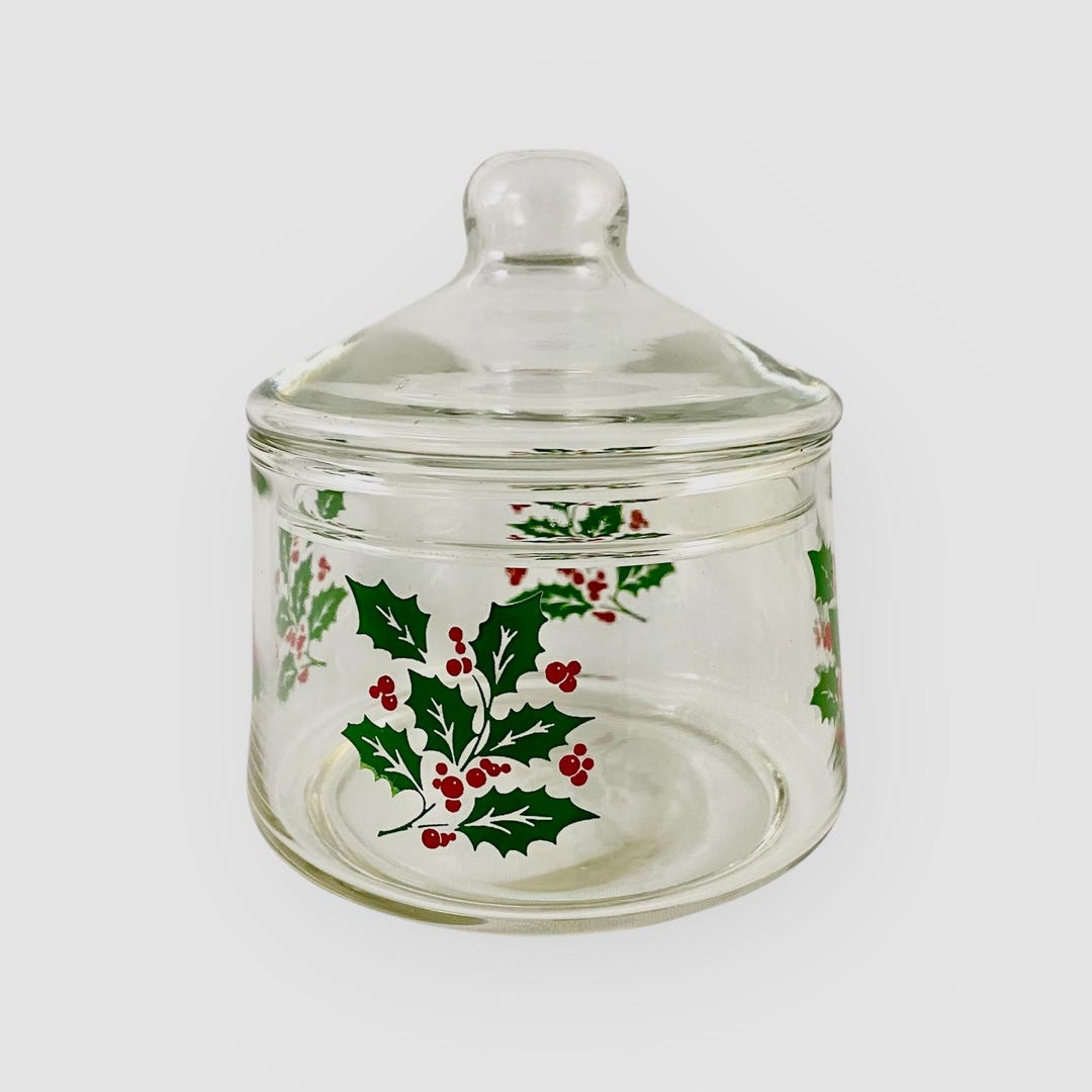 Holly by Indiana Glass Candy Dish With Lid (vintage) - Etsy