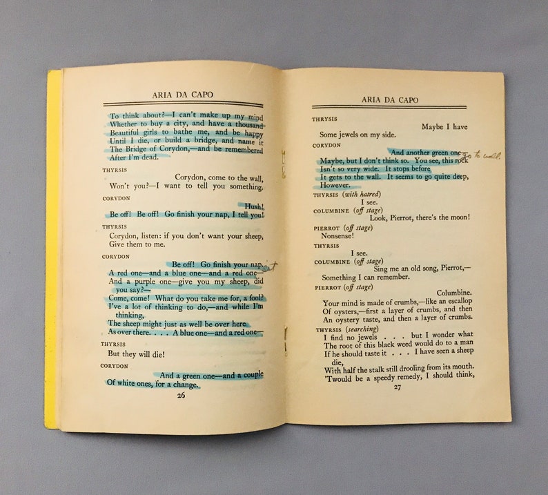 Vintage Script 'aria Da Capo' by Edna St Vincent - Etsy