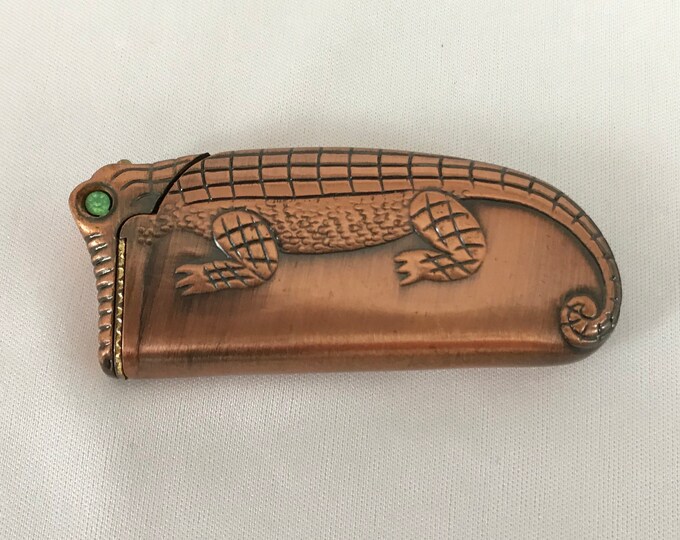 Copper Alligator LIGHTER Crocodile Cigarette Smoking Smoke Green Eye ...