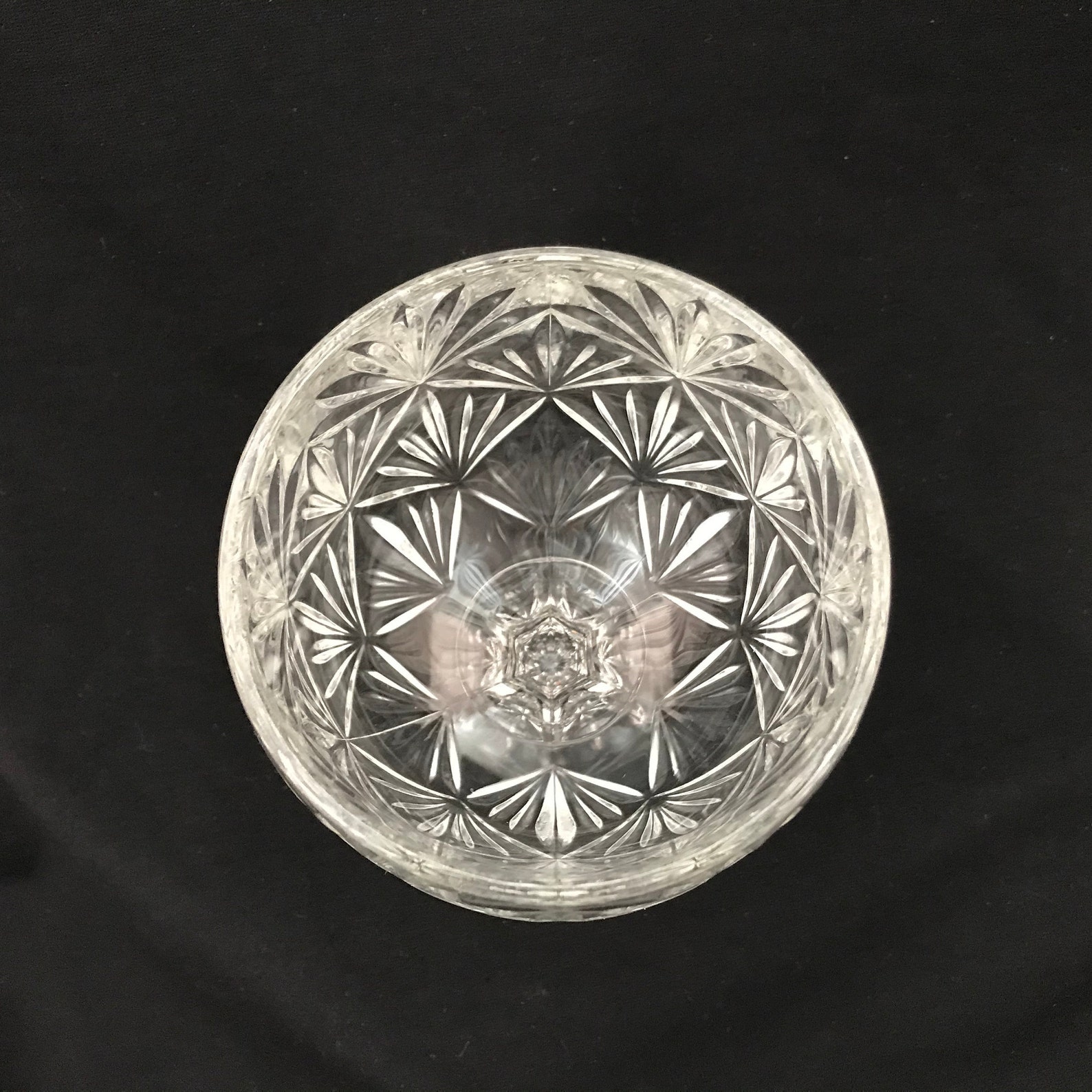 Vintage OPEN COMPOTE Pressed Glass Fan Pattern Pedestal Bowl - Etsy