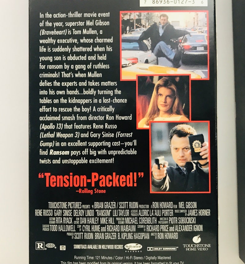 RANSOM, 1997 Vintage Vhs Tape VCR Movie Classic Home Video Mel Gibson ...