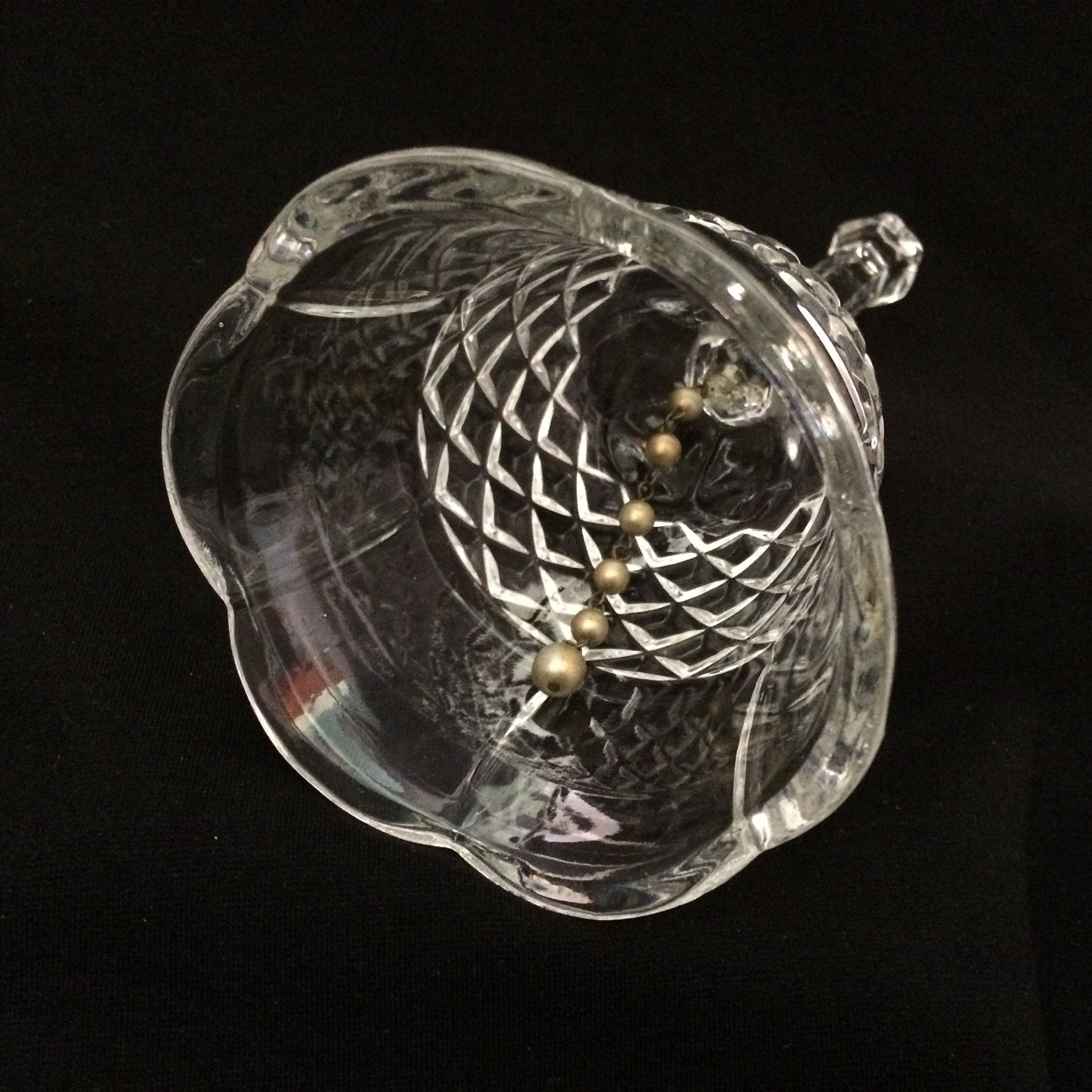 Lead Crystal Cut Glass BELL Clear Diamond Band Collectible Vintage Home ...