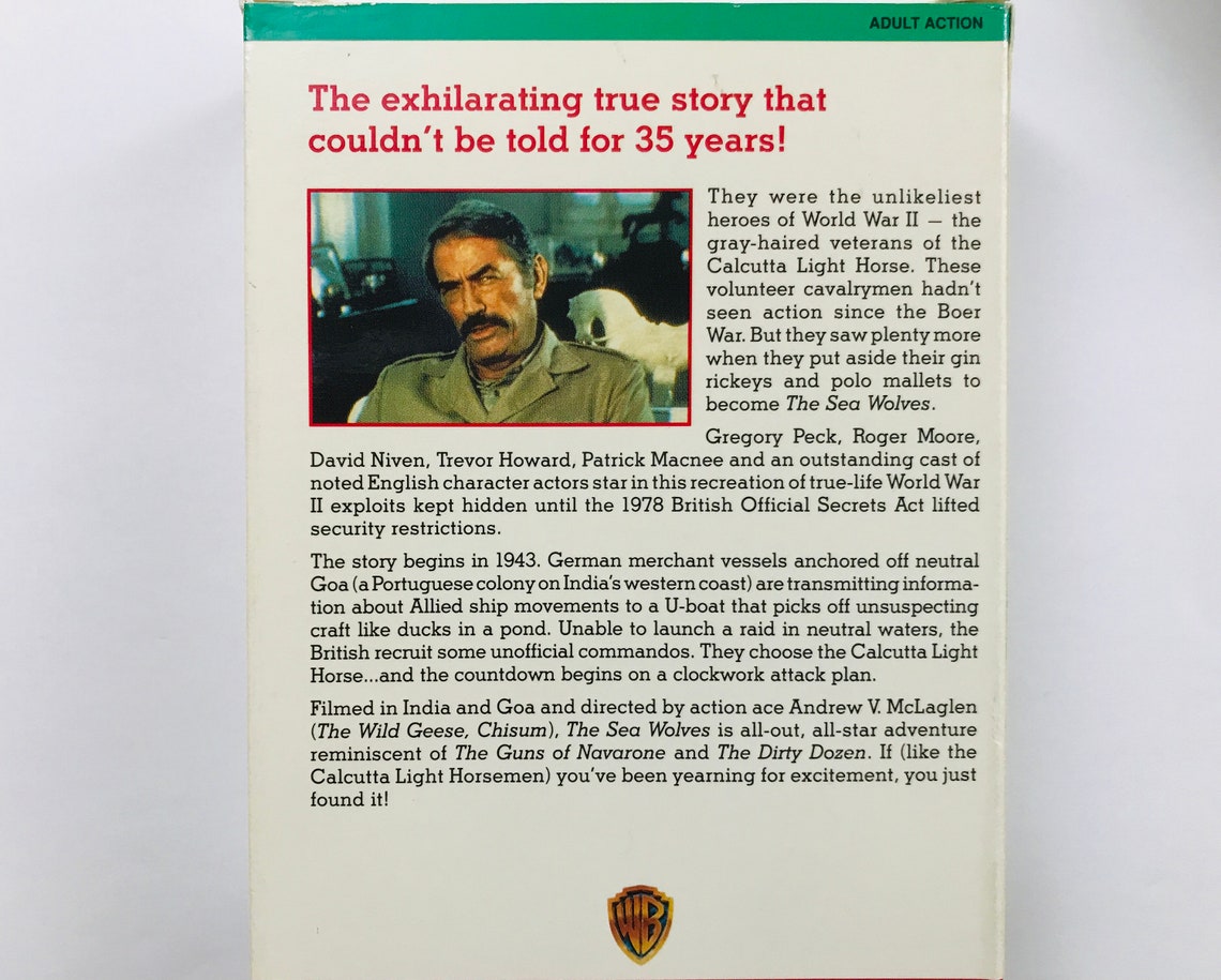 The Sea Wolves, Gregory Peck David Niven Roger Moore 1980 Vintage VHS ...