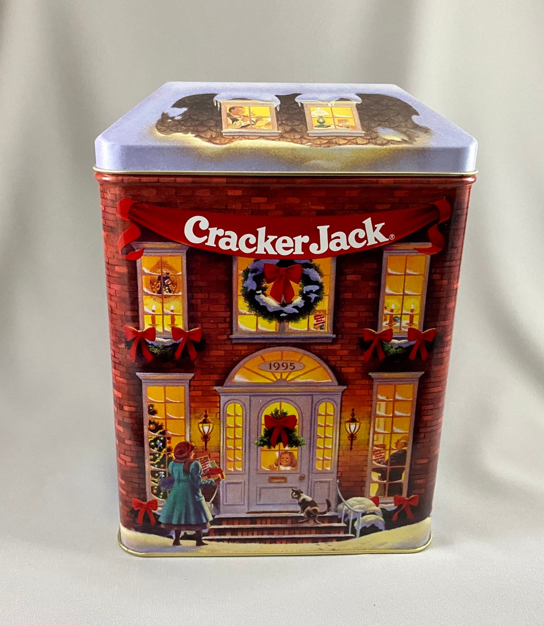 Vintage TIN Cracker Jack Holiday Village 1995 Popcorn Collectible ...
