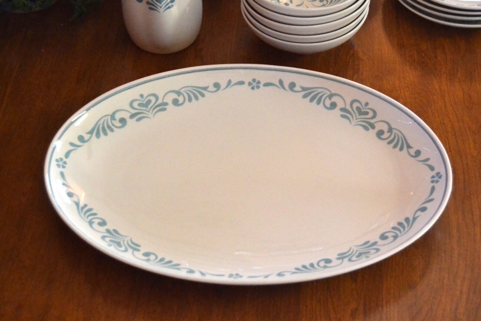 Blue Fancy Franciscan Whitestone Ware OVAL SERVING PLATTER - Etsy
