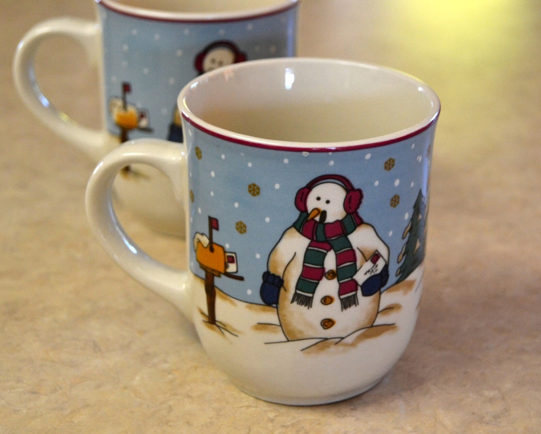 Snowman Holiday, MUG, Cambridge Potteries 2002, Snowman With Broom ...