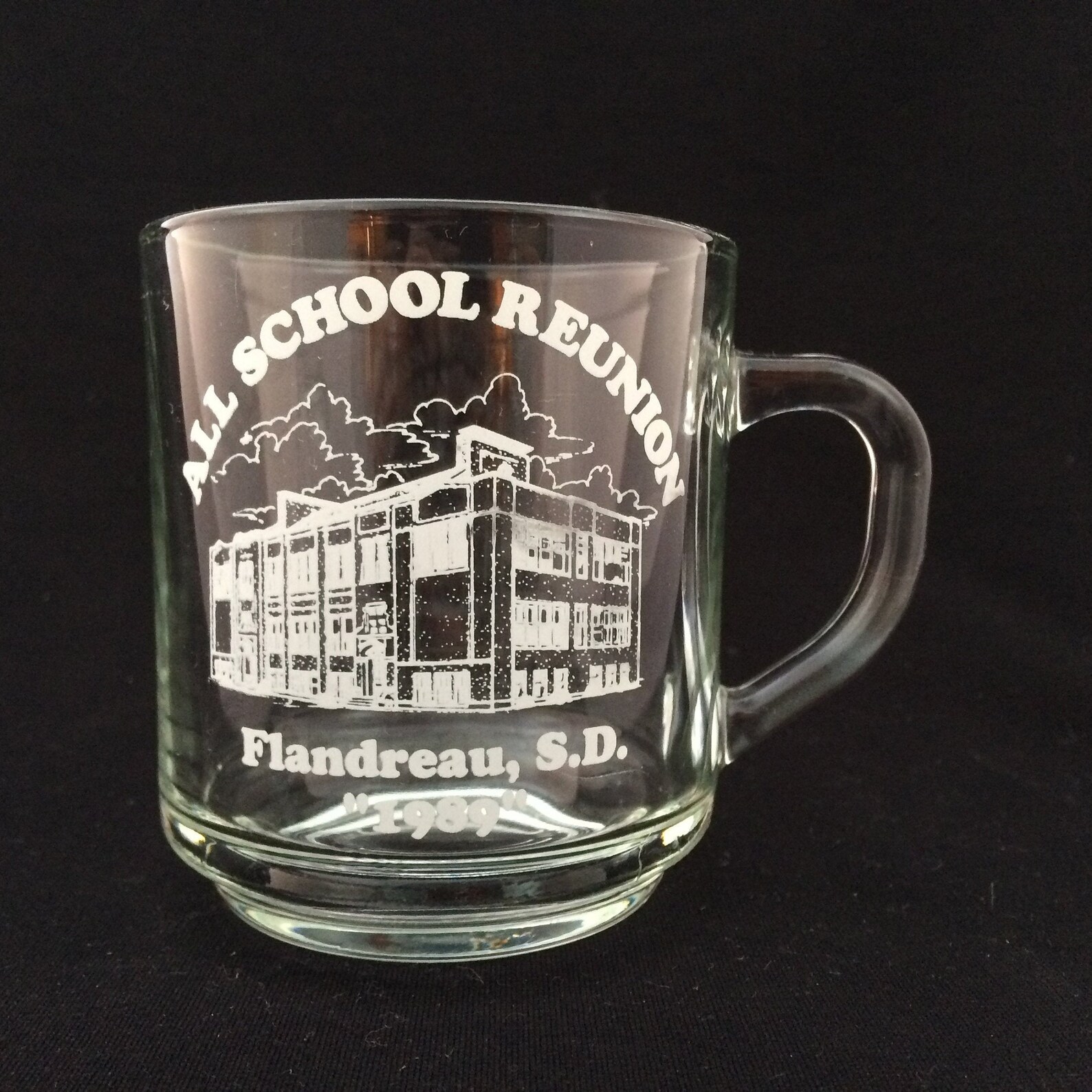 1989 Flandreau All School Reunion MUG Luminarc Glass Coffee Glassware ...