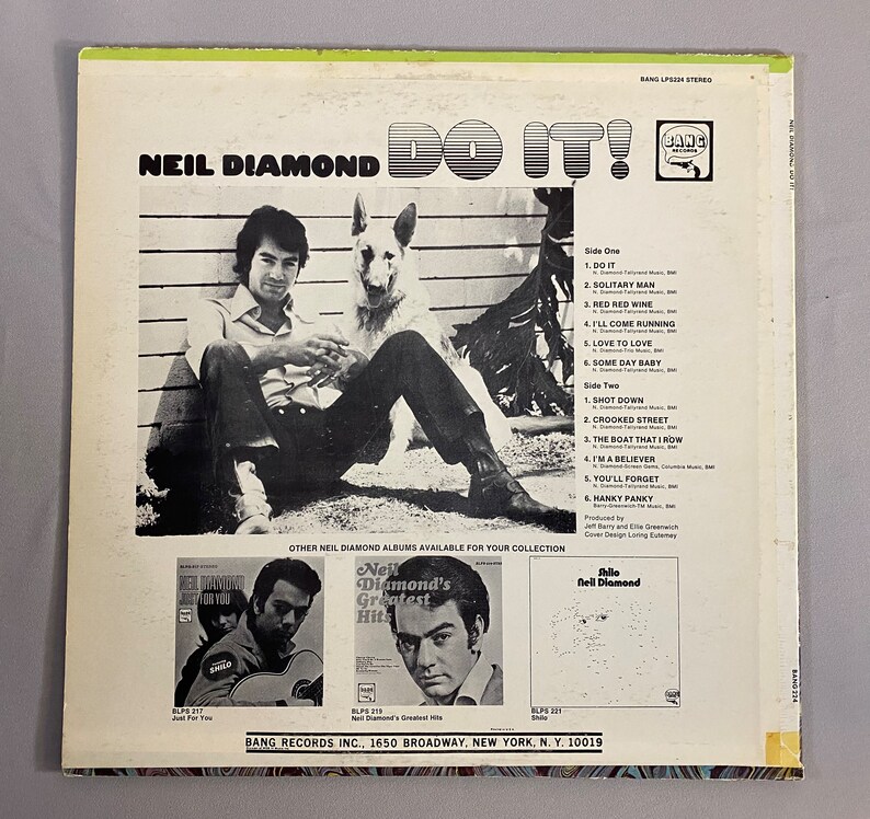 NEIL DIAMOND Do It, 1971 Vintage LP Bang Records Vinyl Album LPS224 ...